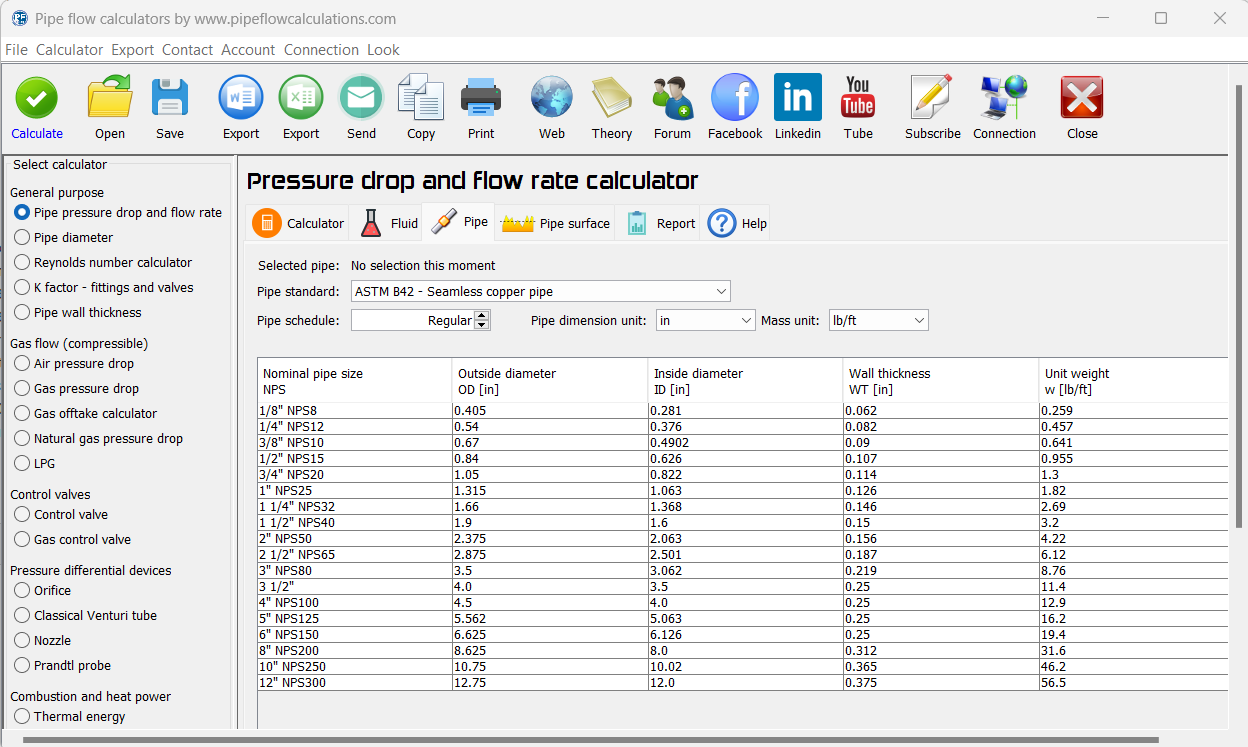 Download calculator for pipe flow calculation